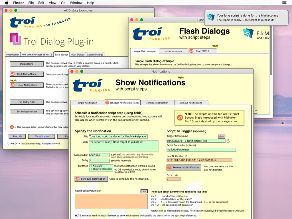 Troi Dialog Plug-in for FileMaker Pro 16 through 19 - Dynamic Dialogs
